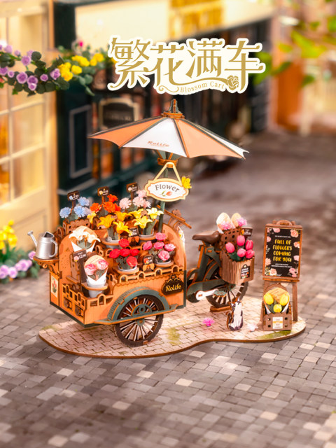 rolife Ruolai flower-filled floats 3D three-dimensional puzzle wooden ...