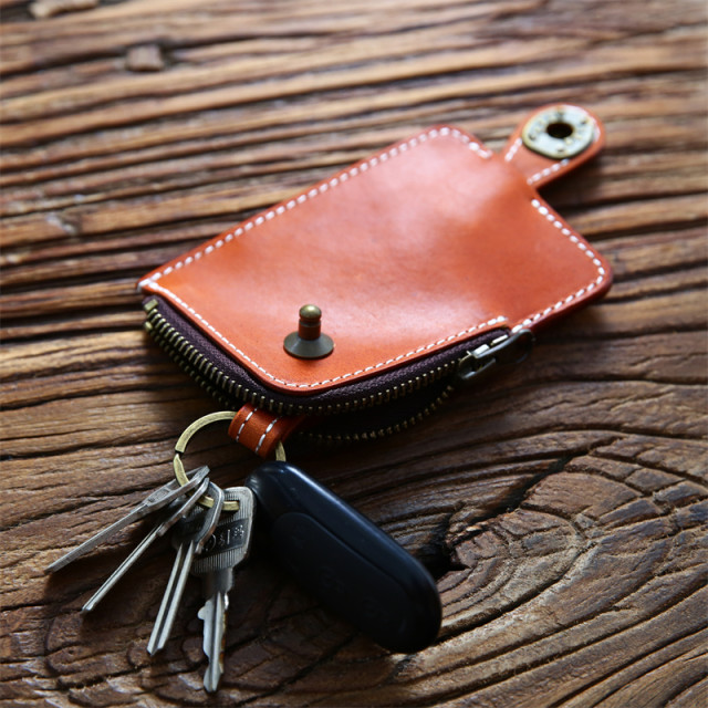 Retro genuine leather multifunctional key bag pull-out first layer ...