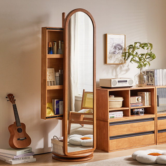 Yangyuan solid wood all -fitting mirror floor -to -ceiling mirror home ...