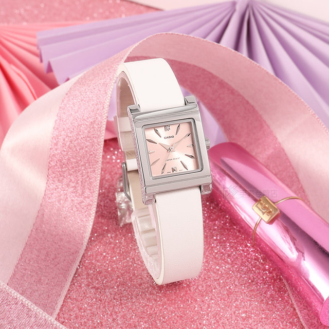 Casio small square watch white ins style simple fashion retro ladies ...