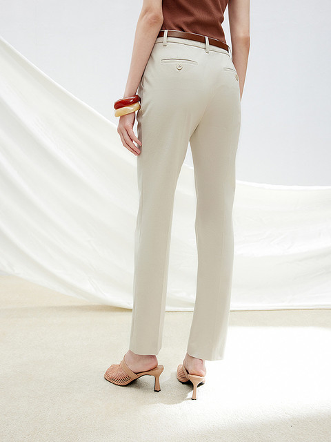 Langzi cotton suit pants 2025 spring new small foot straight pants high-end communication