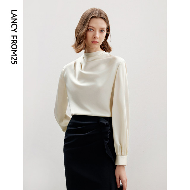 Langzi acetic acid high-end shirt 2024 autumn new French niche temperament design long-sleeved ...