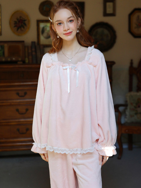 2024 autumn and winter new pajamas for women flannel palace style sweet ...