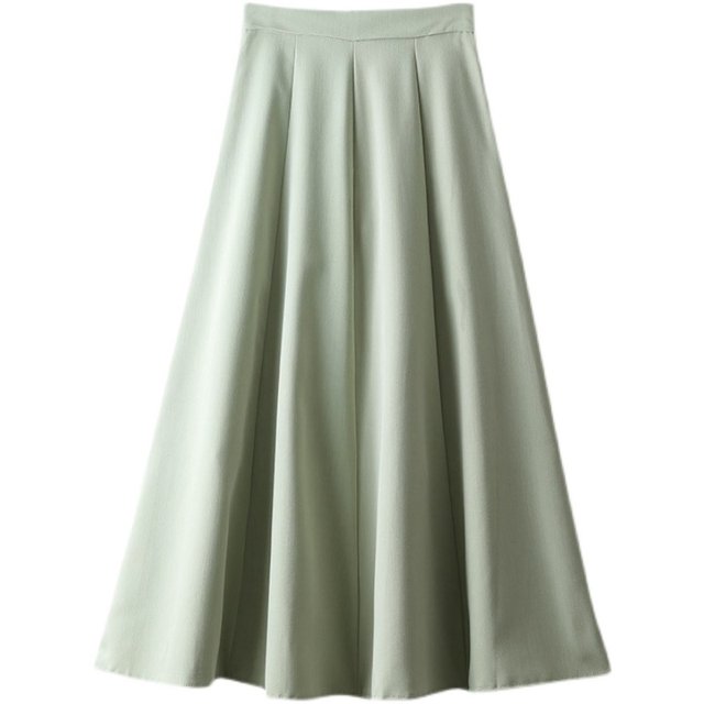Middle -length high -waisted thin A -shaped skirt Female autumn new versatile large skirt ...