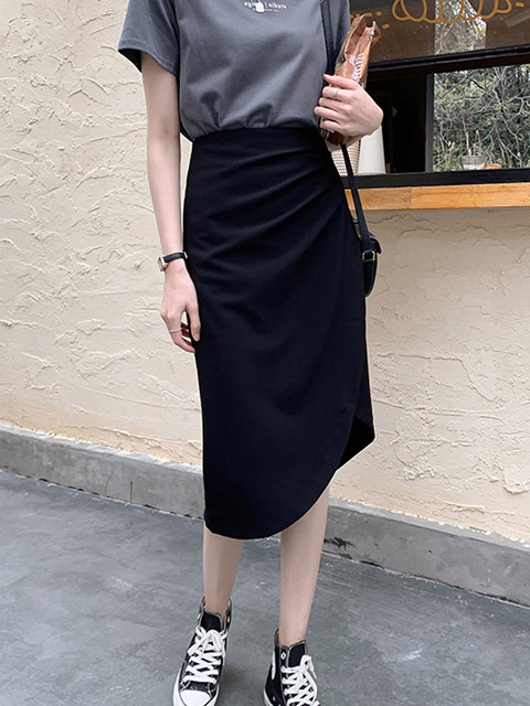 Irregular half skirt for women, summer thin, slim, high-waisted, A-line ...