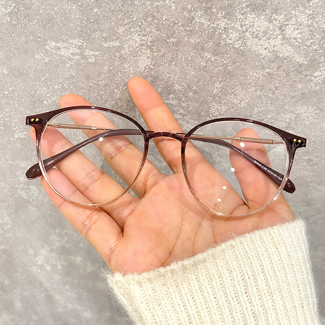 Cold brown Xiaohongshu Internet celebrity style transparent myopia glasses frame for women ...