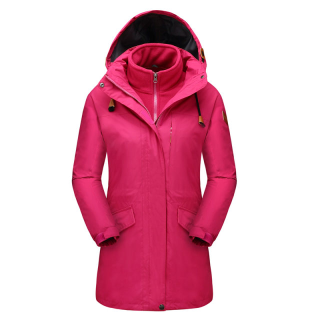 Outdoor jacket women's and men's mid-length two-piece three-in-one ...