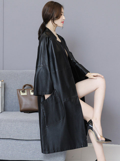 Haining leather jacket for women mid-length 2025 autumn and winter new ...