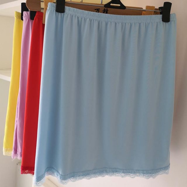 Summer new women's anti-transparent lace lining skirt milk silk base ...