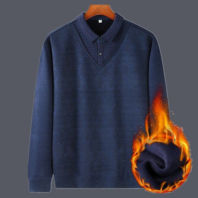 Autumn and winter men's large size sweater middle-aged fat dad plus ...