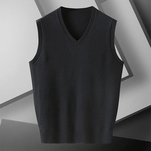 Middle-aged and elderly men plus size plus size V-neck knitted vest fat ...