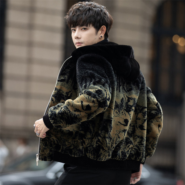 Winter jacket for men's golden sable imitation fur Korean short coat ...