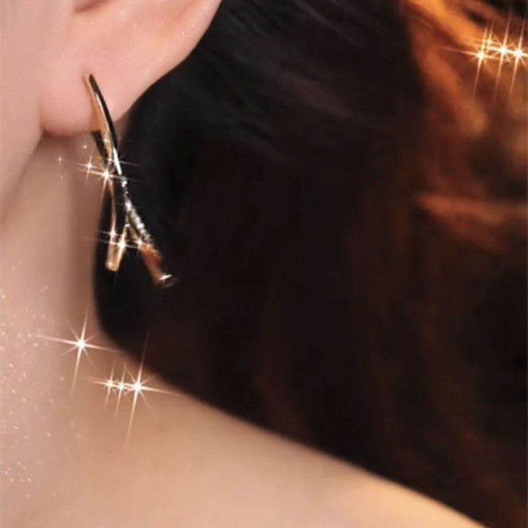 Niche design cross fishtail earrings for women, high-end, light luxury ...