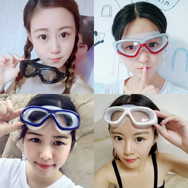 Jetgo large frame snap-on swimming glasses flat light myopia swimming ...