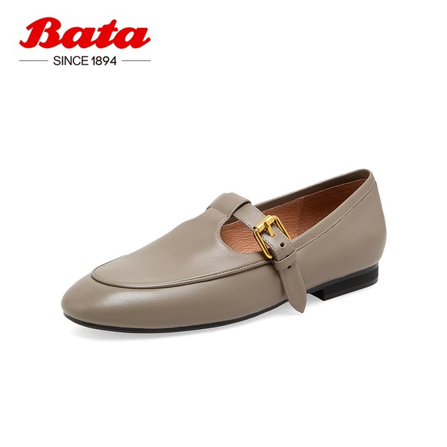 Bata one-leg loafer women's spring and autumn new sheepskin Mary Jane ...