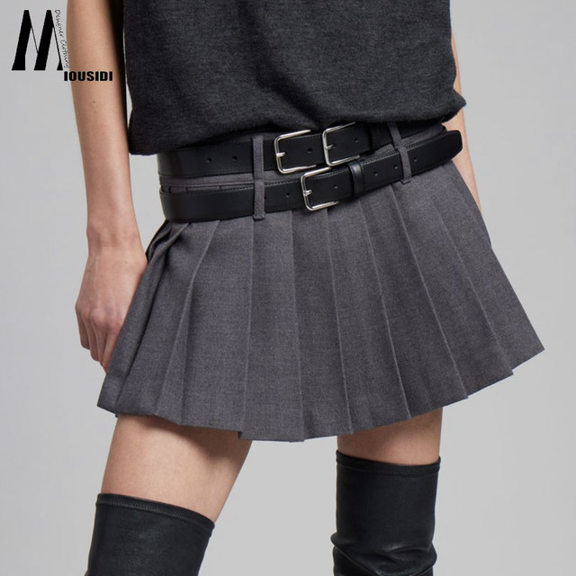 Gray design sense ins matching skirt for women low waist temperament A ...