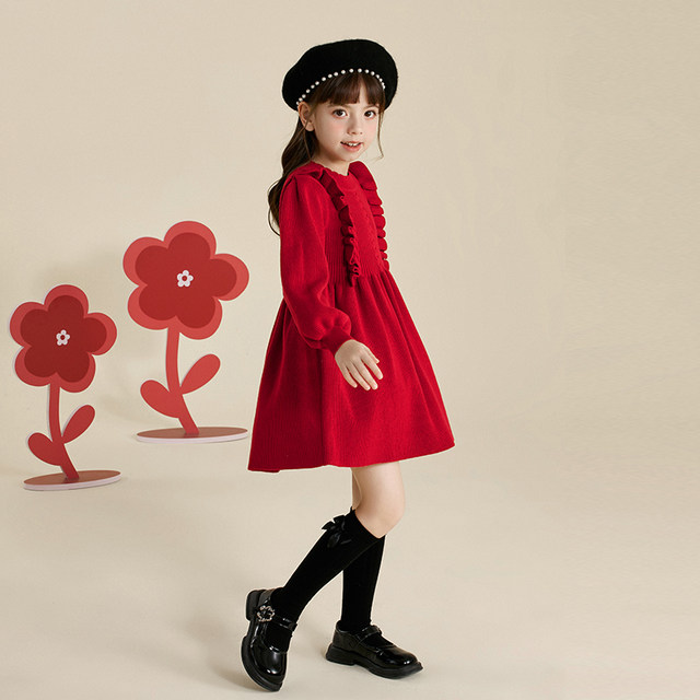 Girls ’Skin Skirt Skin Autumn and Winter little girl skirt Children red ...