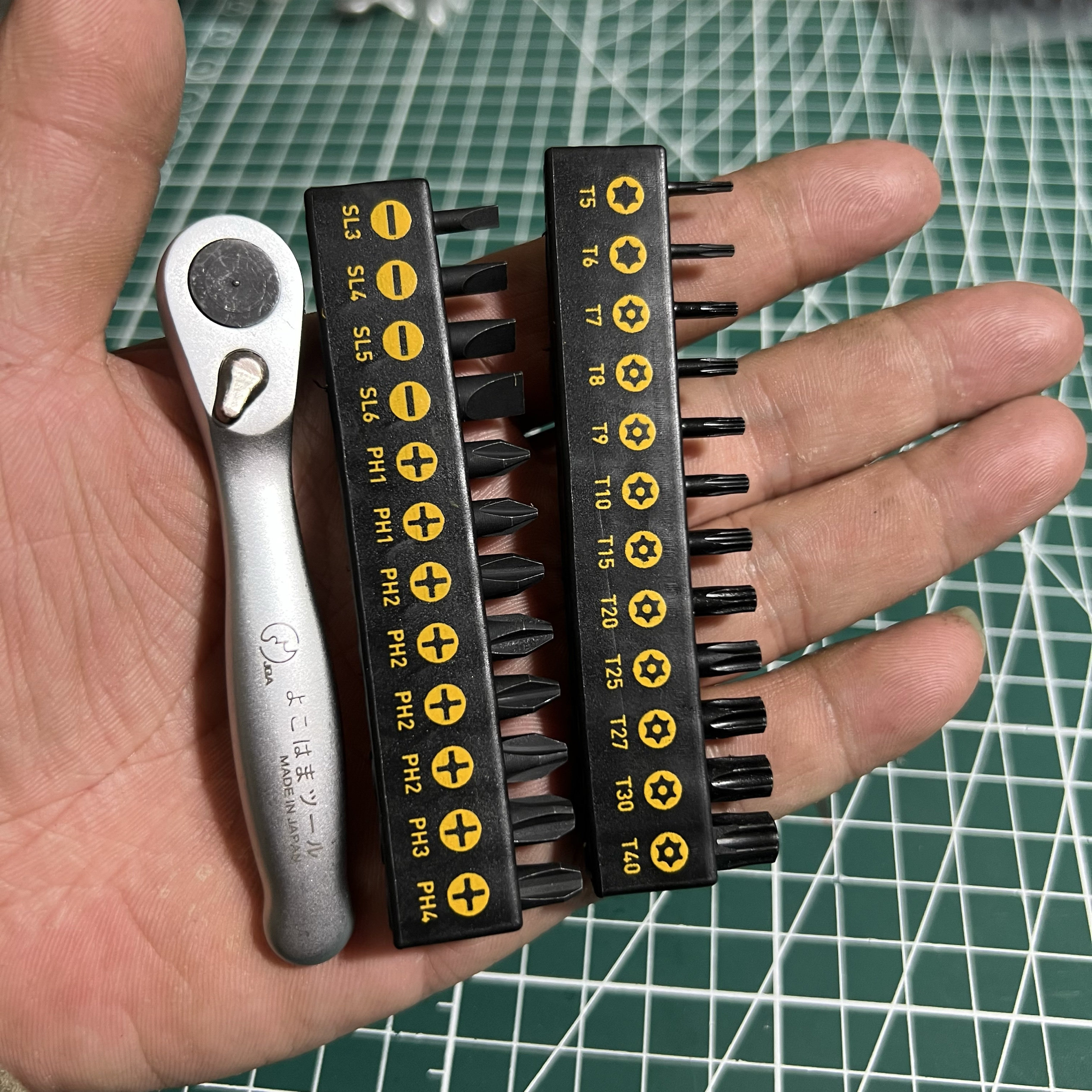 Set Kunci Ratchet Mini Yokohama Tool Jepang - Phillips & Hex
