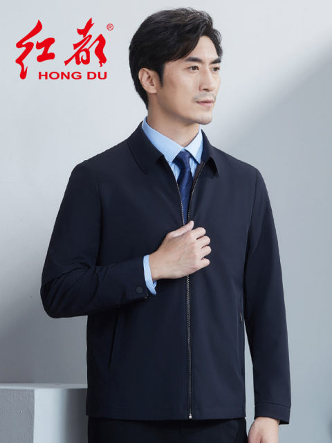 Hongdu men's jacket, middle-aged and elderly lapel business gentleman ...