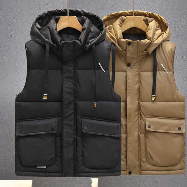 2024 new cotton vest men's autumn and winter down cotton cotton shoulder Korean version of large ...