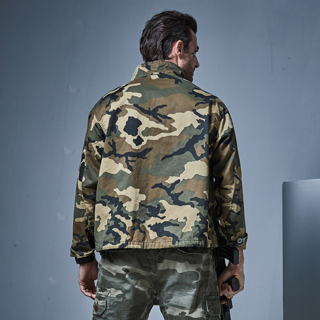 American military spring jacket multi-pocket top overalls camouflage ...