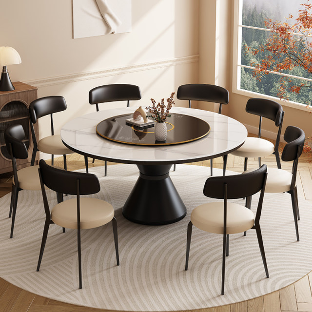 Blue ideal slate dining table high-end villa antique style round table ...