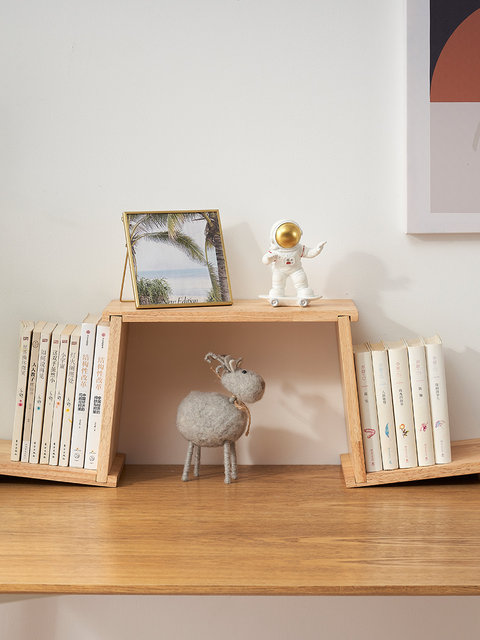 Solid Wood Small Bookshelf, Simple Desktop Office Storage Rack, Simple ...