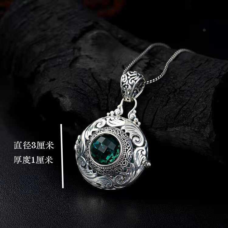 Tibetan ethnic style large imitation S925 sterling silver round Gawu ...