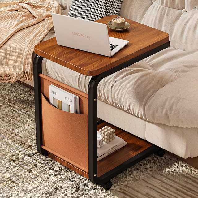 Side table, mobile coffee table, small tea table with wheels, mini ...