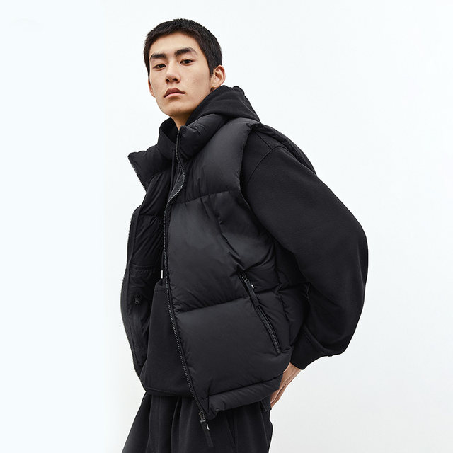 PEACEBIRD Men's Down Jacket Vest Men's 2023 Winter New Trendy Black Loose Warm Vest