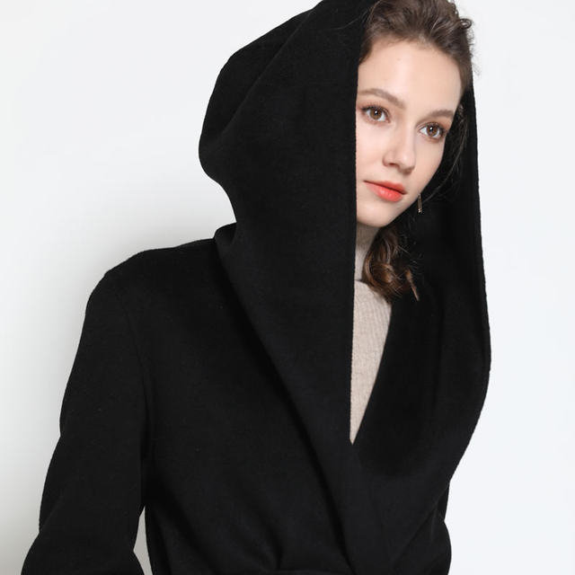 Sanlian 22022 new high -end ultra -long over -knee cashmere coat female ...