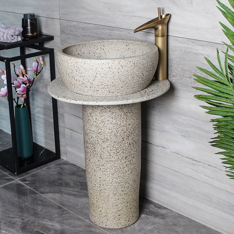 Ceramic Floor-Standing Wash Basin Pedestal for Balcony - Integrated ...