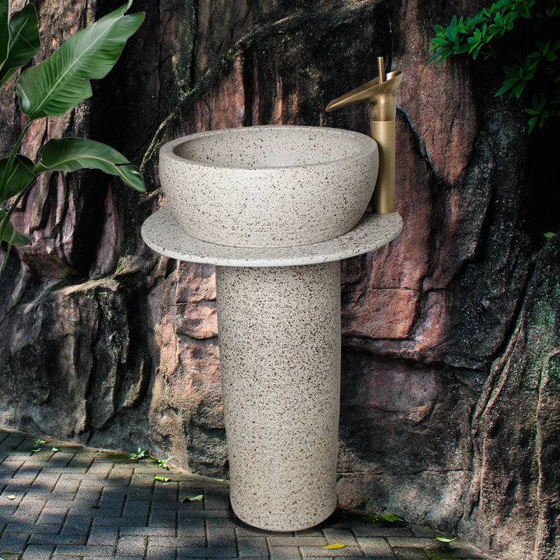 Ceramic Floor-Standing Wash Basin Pedestal for Balcony - Integrated ...