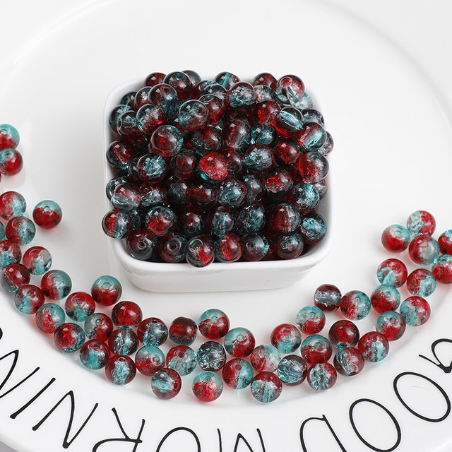 50 pieces of 8mm glass beads, colored glass broken flower beads ...