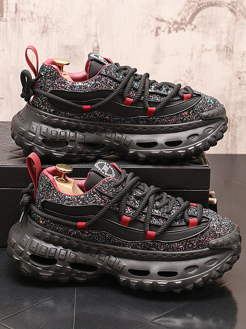 Men's shoes ins new trendy brand high-end casual shoes thick sole ...