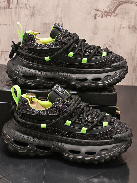 Men's shoes ins new trendy brand high-end casual shoes thick sole ...