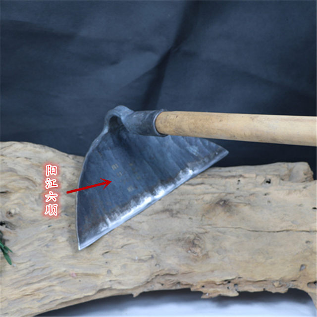 Blacksmith forged spring steel hoe outdoor long hoe digging bamboo ...