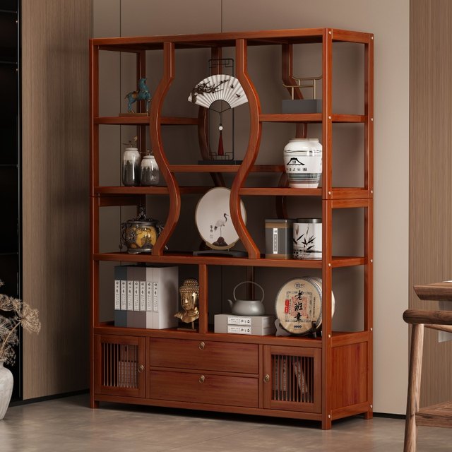Bogu rack solid wood new Chinese tea display cabinet modern simple ...