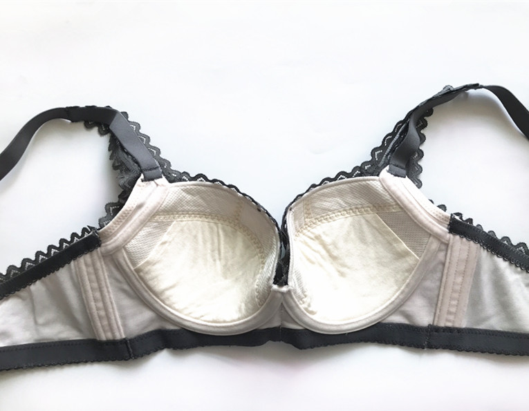 Lace thin cup C large cup comfortable and breathable steel ring bra ...