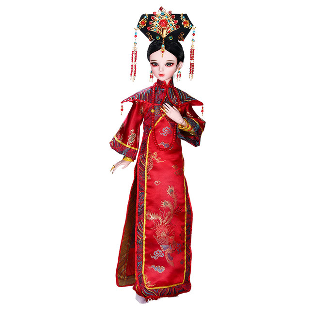 60cm doll ancient costume Chinese bride wedding dress Qing Dynasty ...