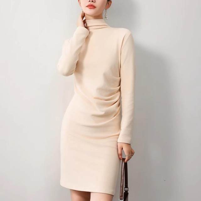 High-end German velvet temperament waisted mid-length dress for women ...