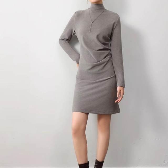 High-end German velvet temperament waisted mid-length dress for women ...