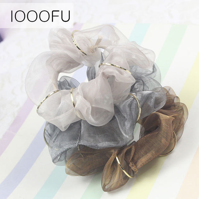 South Korea's Dongdamen Ou Genfa hair ring wide -edge thick ponytail hair rope imported net yarn ...