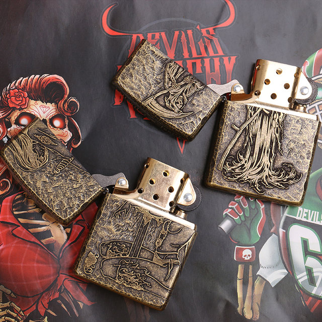 Zippo lighter zippo genuine death men's pure copper kerosene heavy armor zoop shell limited ...