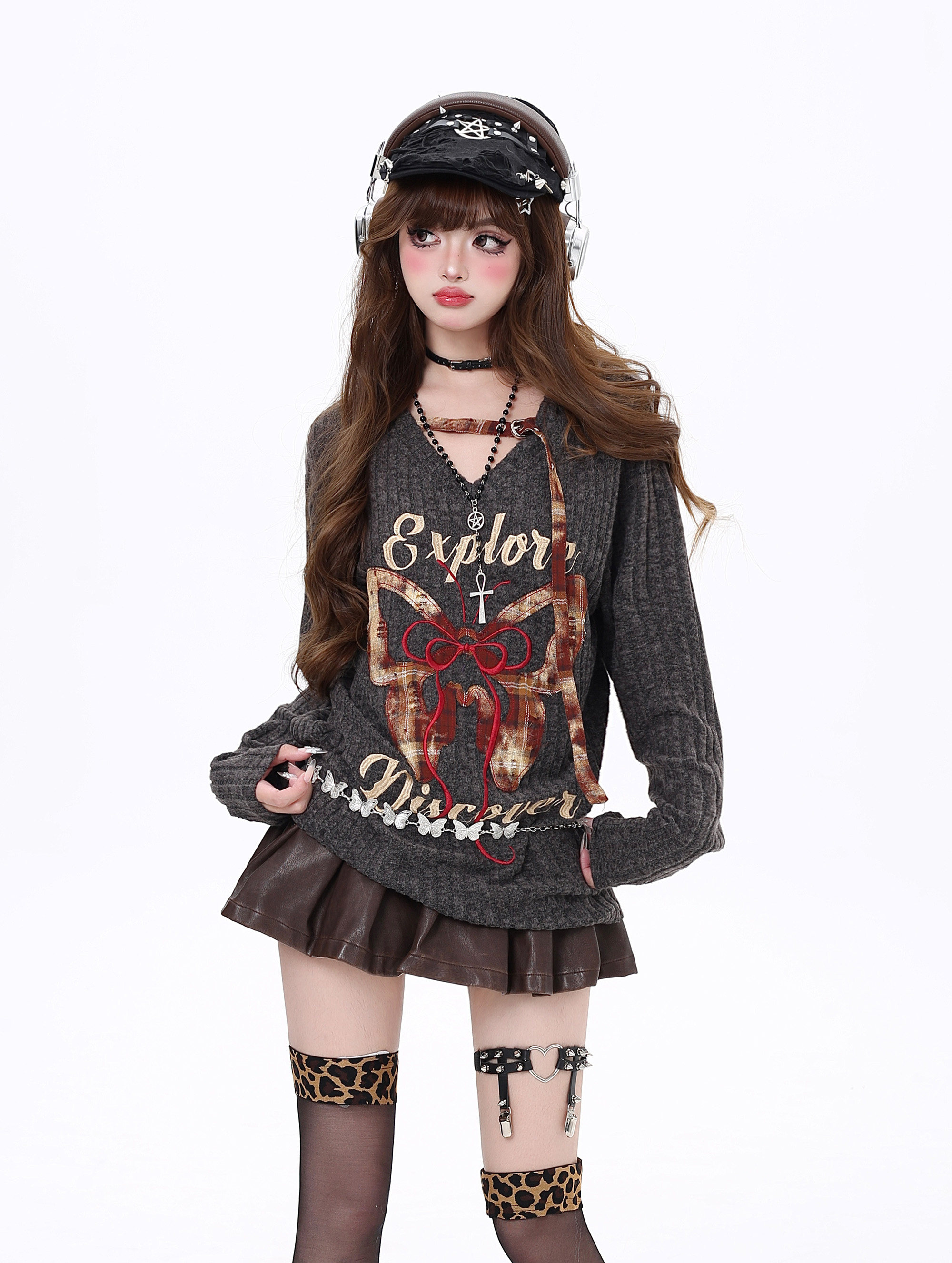 crazygirl early autumn lazy feeling gentle retro butterfly embroidery v ...