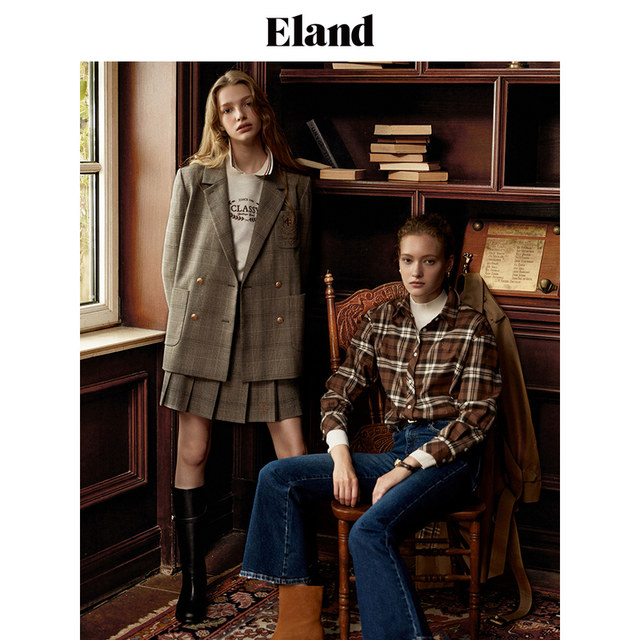 Eland blazer women's Maillard retro college style pattern high-end top ...