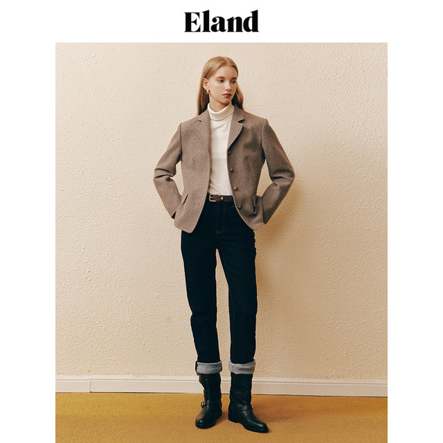 Eland suit women's Maillard old money style pattern woolen jacket ...