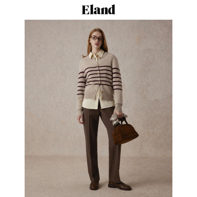 Eland clothes and casual pants female solid color, simple belt waist ...