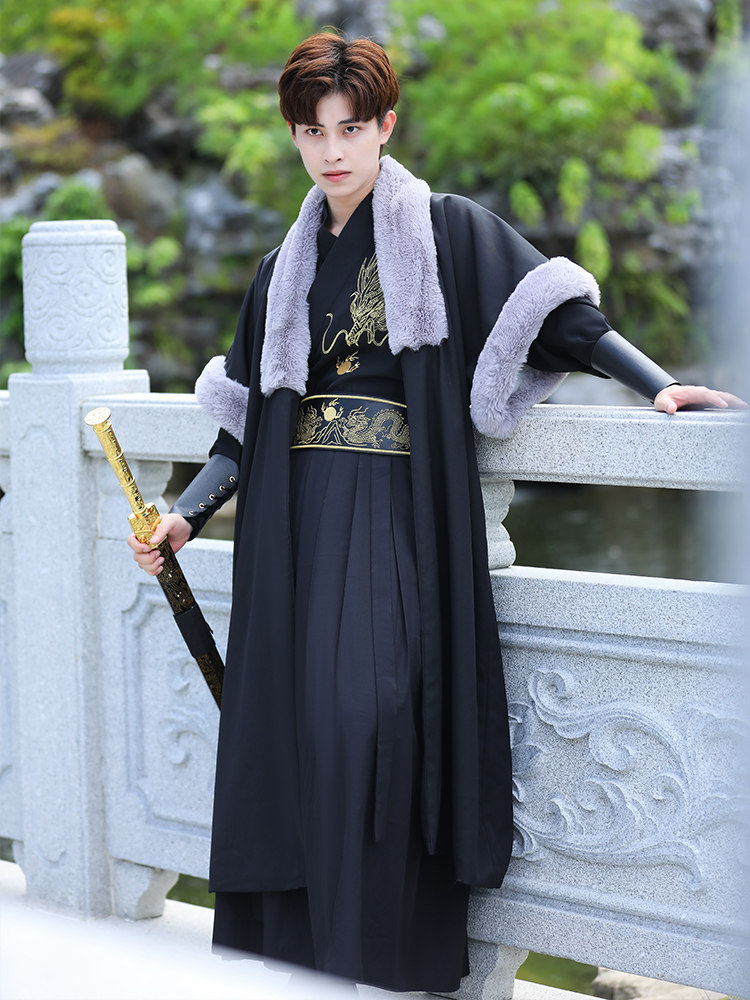 Capa de Invierno Hanfu para Hombre - Abrigo de Terciopelo Cálido ...
