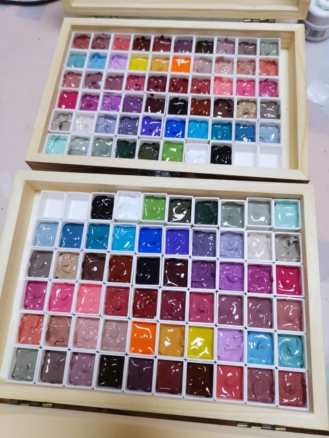 Yinghe Paipai glue color glue 9 grid 56 color wooden box ins glue 1g ...